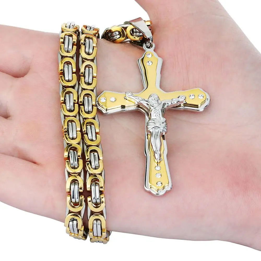 Crystal Jesus Christ Holy Crucifix Cross Pendant Necklace – nowadaysfashion